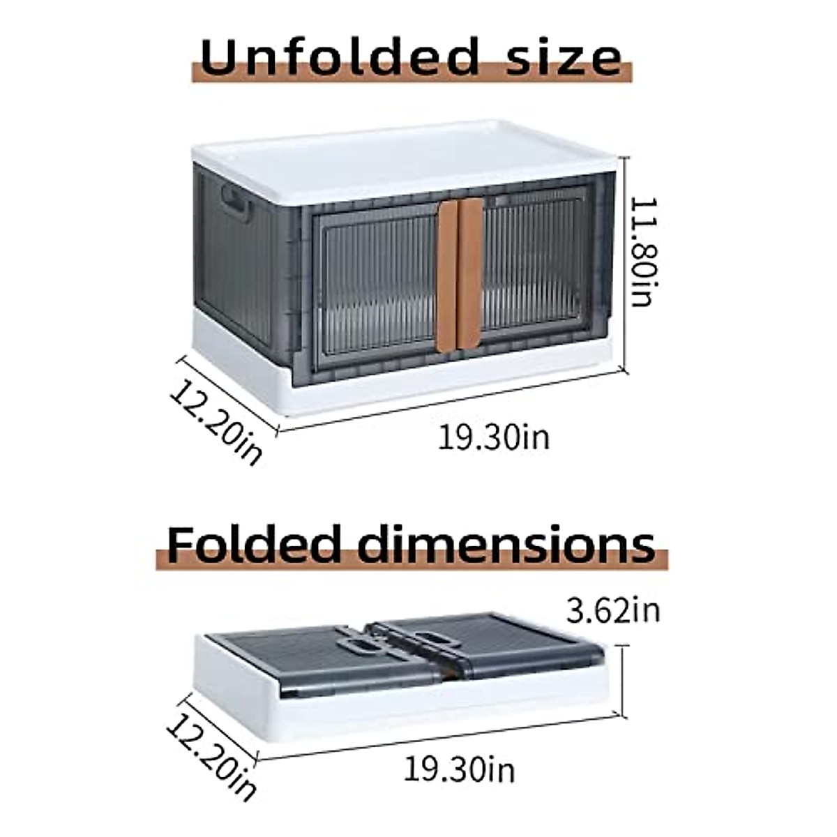 Zjmhmy-Plastic storage box with lid Collapsible storage box with wheels Stackable storage box Storage box for clothes, toys and books (2 packs)