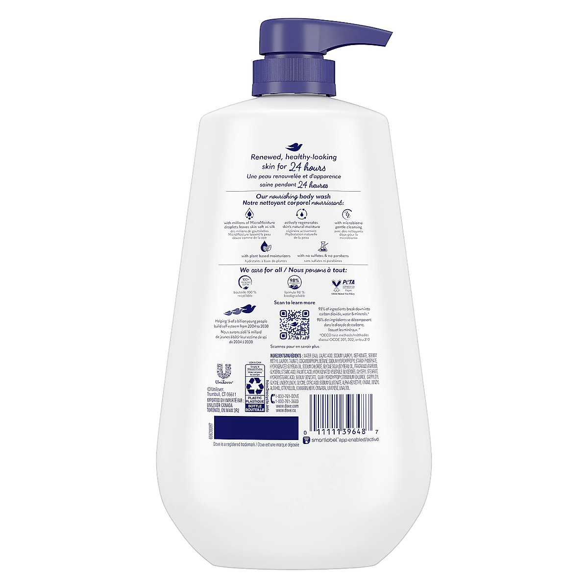 Dove Body Wash with Pump with Skin Natural Nourishers Instantly Soft Skin and Lasting Nourishment Deep Moisture Cleanser Effectively Washes Away Bacteria While Nourishing Your Skin 34 oz (Pack of 3)