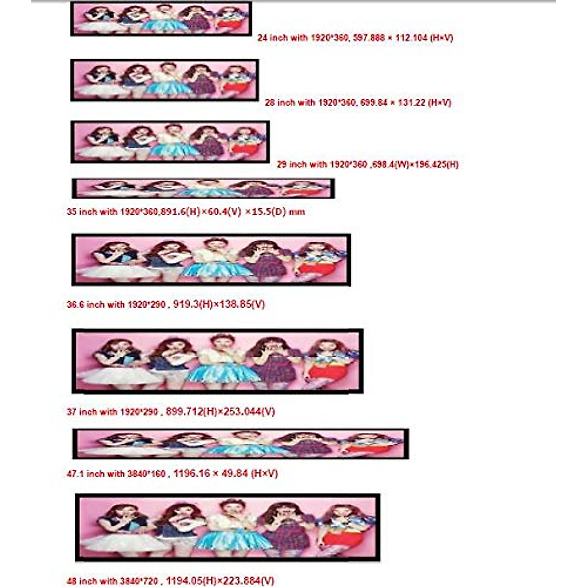 DHL/UPS for 24 inch 1920 * 360 Ultra Wide Stretched Bar LCD Advertising Display ， Ultra Stretched bar LCD Display Kits Outline Size 612.7(W)×132.1(H) mm