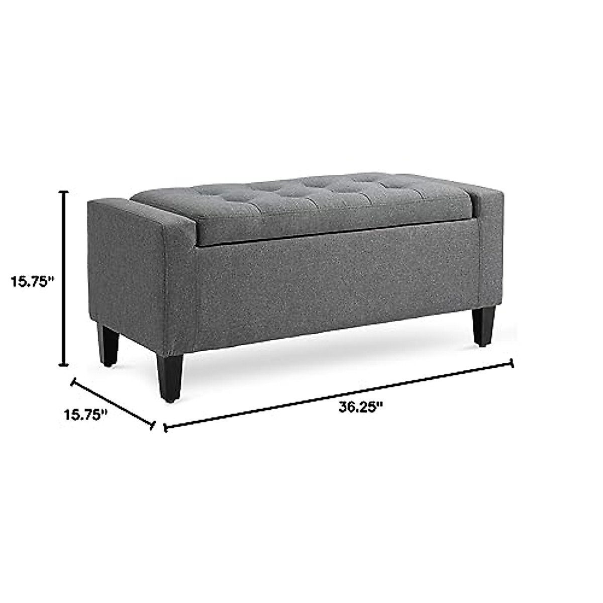 HOMCOM Storage Ottoman, Linen Upholstered Storage Bench with Lift Top and Button Tufted for Living Room, Gray