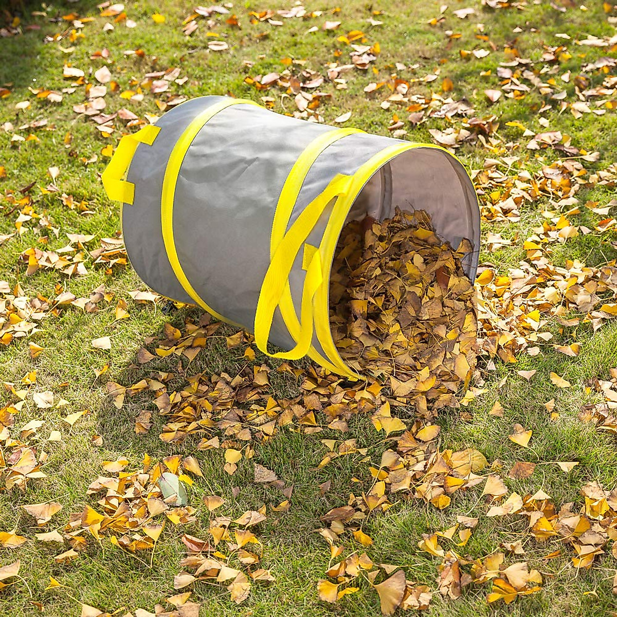 Byhagern 30 Gallon Collapsible Trash Can 3 Pack, Garden Bag Pop Up Camping Trash can, Reusable Leaf Bag Holder, Yard Waste Bag