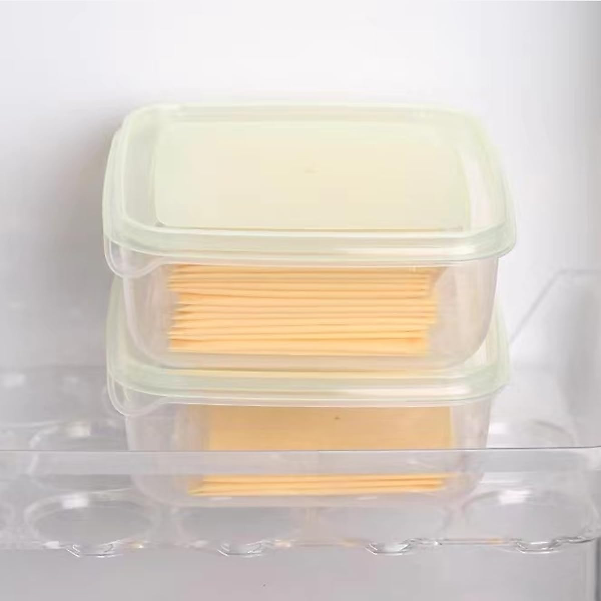 Morixkifu 4Pcs Sliced Cheese Container for Fridge, 650ml Plastic Clear Cheese Box for Fridge, Airtight Cheese Slice Holder, Food Storage Containers with Lids (4Pcs)