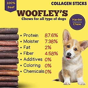Woofley's 6 Inch Collagen Bully Sticks for Dogs - 16 Count - Collagen Chews for Dogs - Bully Stick Rawhide Alternative Dog Chews No Hide Bones for Medium & Large Dogs