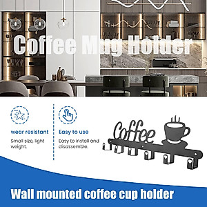 Soaying Coffee Mug Holder Wall Mounted,Coffee Bar Decor Sign,Coffee Cup Rack Holds,Coffee Sign Mug Hanger,Coffee Mug Rack