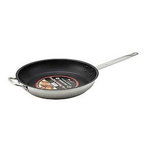 Winco SSFP-14NS 14" Round Master Cook Fry Pan W/ Non-Stick Coating & Aluminum Core, Stainless -