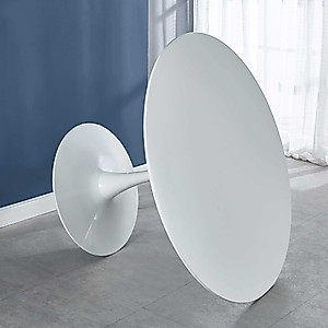 Modern Round Dining Table, Tulip Table for 4-6 Persons, Mid-Century Leisure Table for Kitchen Living Room (White, 42")