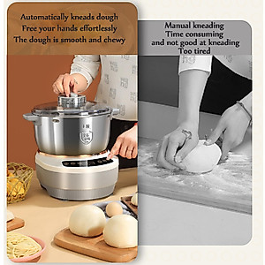EEYZD Dough Maker with Ferment Function, Stainless Steel Professional Dough Mixer with Microcomputer Timing&Face-Up Touch Panel, Large Capacity,Grey,5L