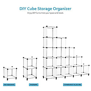 ANWBROAD Cube Storage Organizer 16 Cubes DIY Closet Cabinet Bookshelf Kids Organizers and Storage for Bedroom Closet Organizer Cubby Shelving Plastic Bookcase Office Living Room White ULCS016T