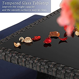 PHI VILLA 9 Piece Outdoor Furniture Sectional Patio Sofa Dining Set with Cushion Box Storage