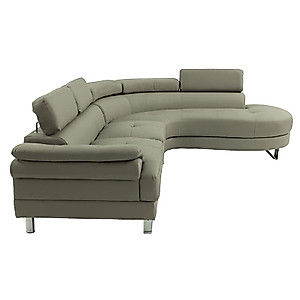 Poundex Bobkona Isidro Faux Leather sectional, Light Grey