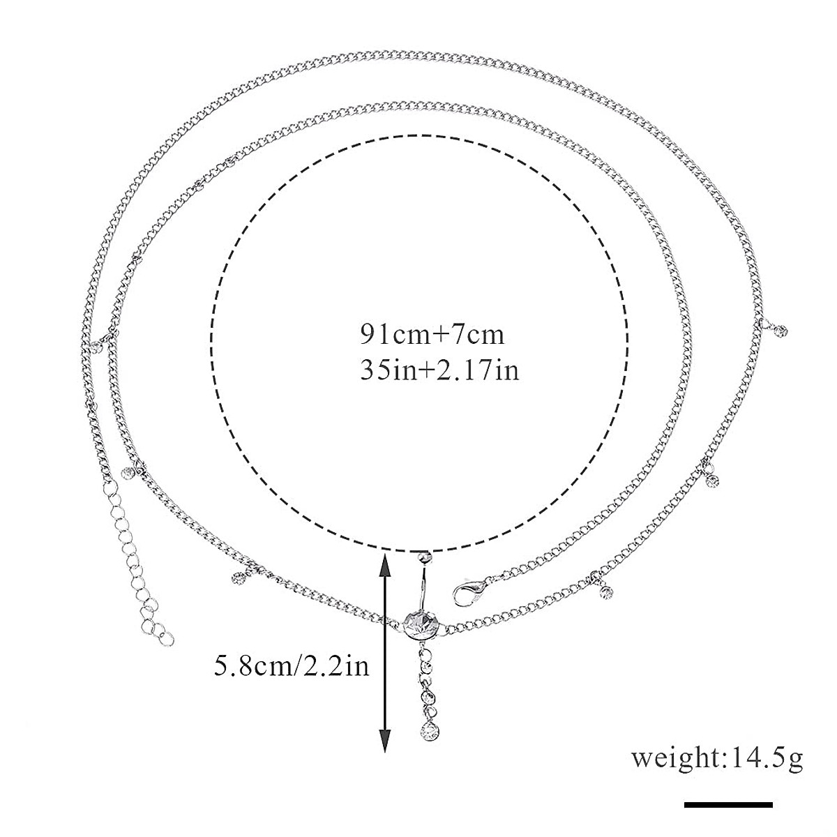 Dresbe Rhinestone Belly Button Ring Silver Crystal Waist Chain Beaded Piercing Navel Sexy Body Chain Party Body Jewelry Accessories for Women and Girls BC116