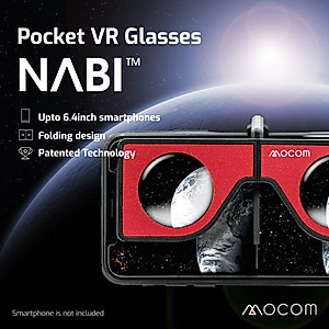 Portable Virtual Reality VR Glasses - Patented Mini Pocket-Sized Headset with Travel Case | Foldable, Portable Head Sets for iPhone & Android, Enjoy 360 VR Videos (Red)