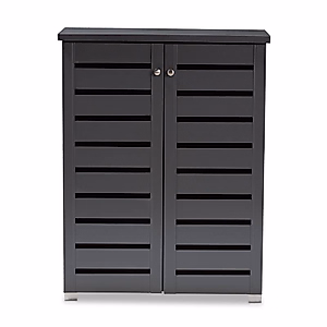 BOWERY HILL 2-Door Wood Entryway Shoe Cabinet in Dark Gray
