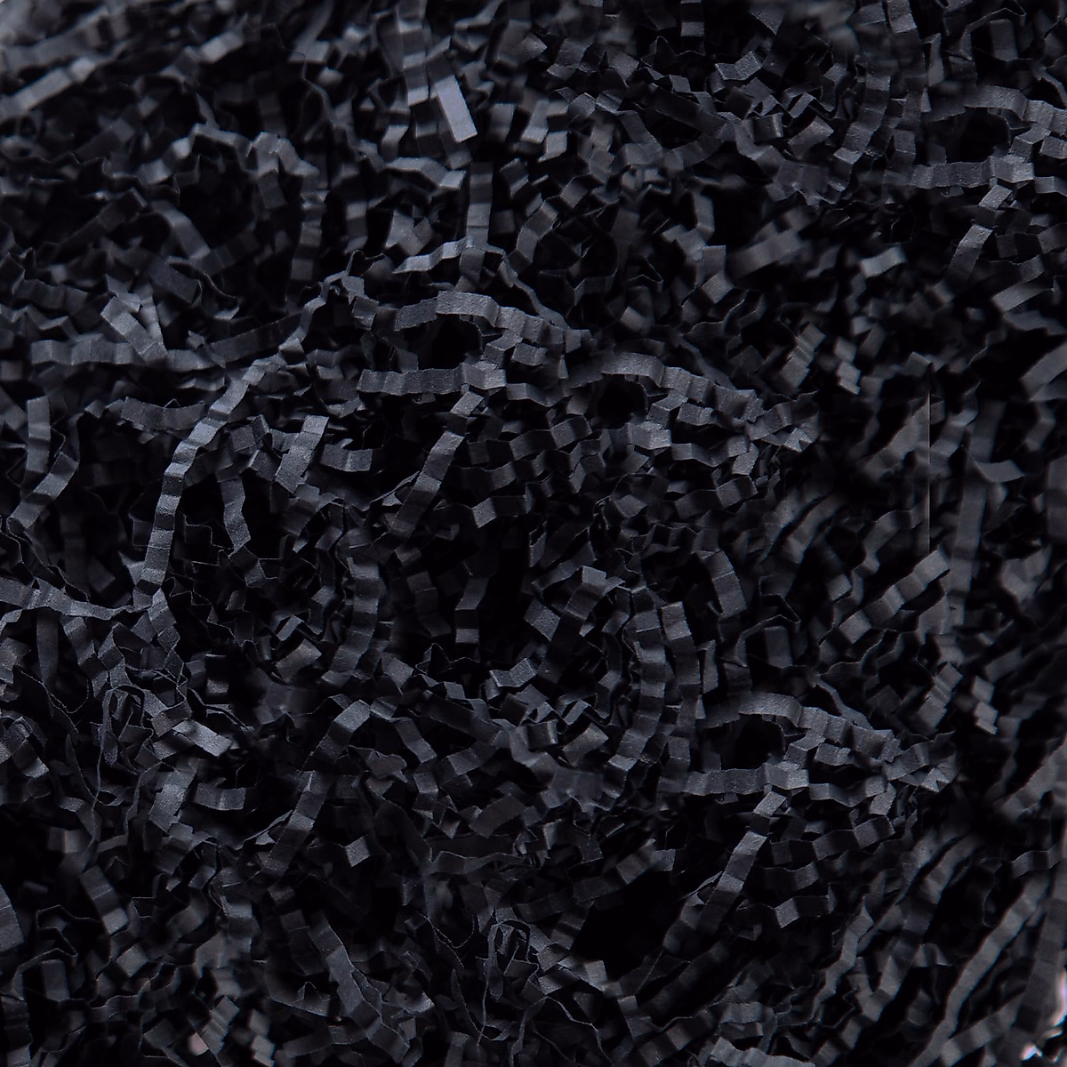 Gloreyan 1/2LB Crinkle Cut Paper Shred, Black Raffia Paper Sherd Filler Grass for Gift Wrapping Basket Filling Birthdays Weddings Party Supply