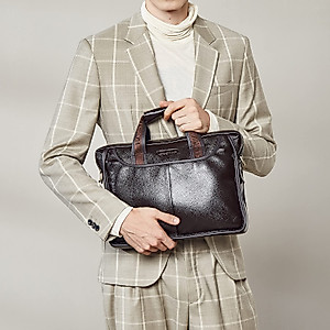 BOSTANTEN Leather Briefcase Handbag Messenger Business Bags for Men Black