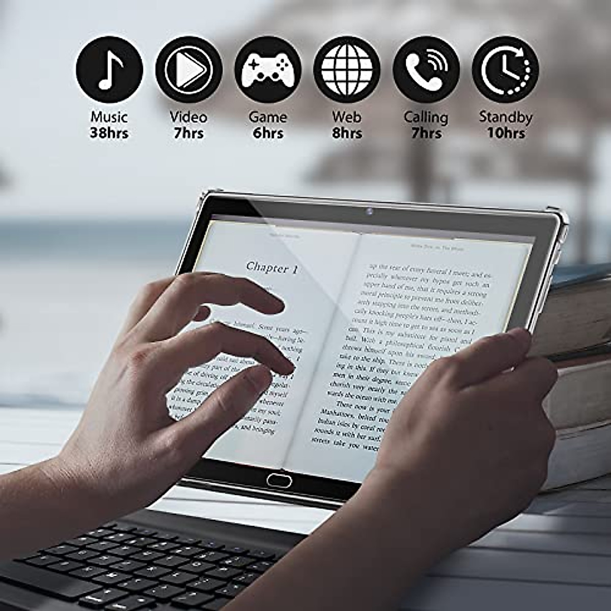 Android 11.0 Tablet, 2 in 1 Tablet 10.1 inch, 4G Cellular Tablet with Keyboard, Octa-Core, 64GB Storage, 4GB RAM, Mouse, Stylus, Case, Support Dual Sim Card, 13MP Camera, WiFi, Bluetooth, GPS (Black)