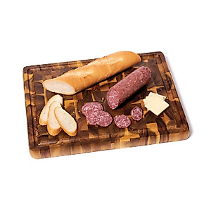 Lipper International 1290 Acacia End Grain Cutting Board with Cut-Out Handles for Cutting or Serving, 15 3/4" x 12" x 1 1/4"