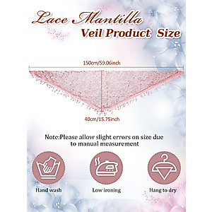 Zhanmai 6 Pcs Veils for Church Catholic Mass Veils for Women Catholic Lace Triangle Lace Mantilla Floral Tulle Scarf Covering (Novel Color)