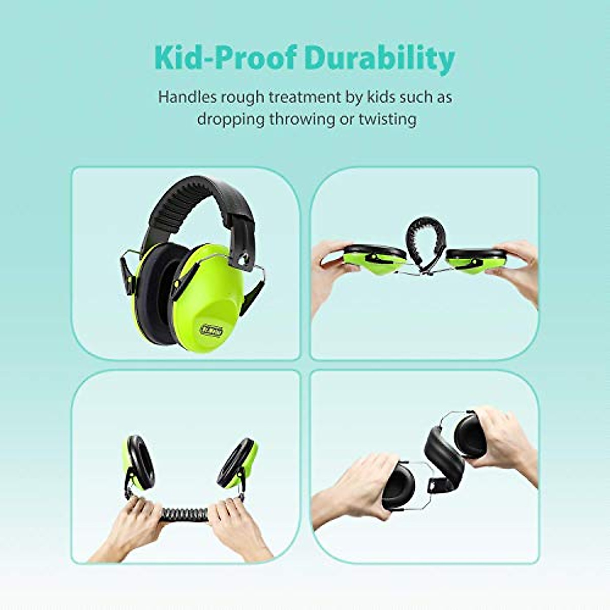 Dr.meter Ear Muffs for Noise Reduction, Green+Blue