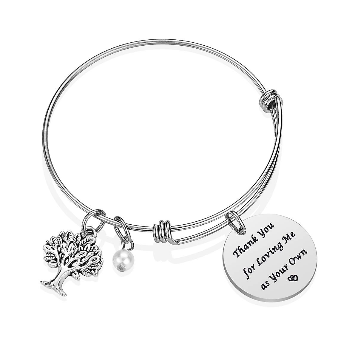 iJuqi Step Mom Bracelet Gifts - Mother's Day Gift for Step Mom From Daughter Son, Thank You for Loving Me As Your Own Stepmother Bracelet, Step Mom Christmas Gifts Birthday Gifts