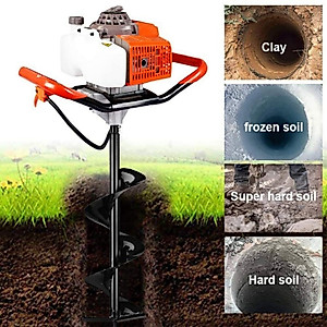 DC HOUSE 63CC Gas Powered Auger Post Hole Digger with 3 Earth Auger Drill Bits (6"&10"&12") One Man Operator Engine and Drill Bits | Multi-Package Shipping