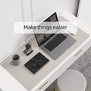 YSAGi Multifunctional Office Desk Pad, Ultra Thin Waterproof PU Leather Mouse Pad, Dual Use Desk Writing Mat for Office/Home (31.5" x 15.7", Grey)