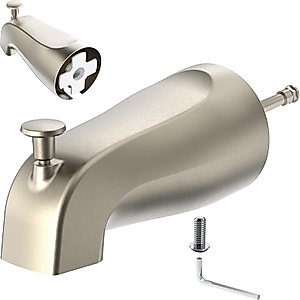 Gold Hao The Bathroom Universal Slip-On Tub Spout with Diverter - 5" Bathtub Faucet with Diverter, Easy to Install & Save Water Leaks in Minutes, Fit 5/8" Copper Pipe (Brushed Nickel)