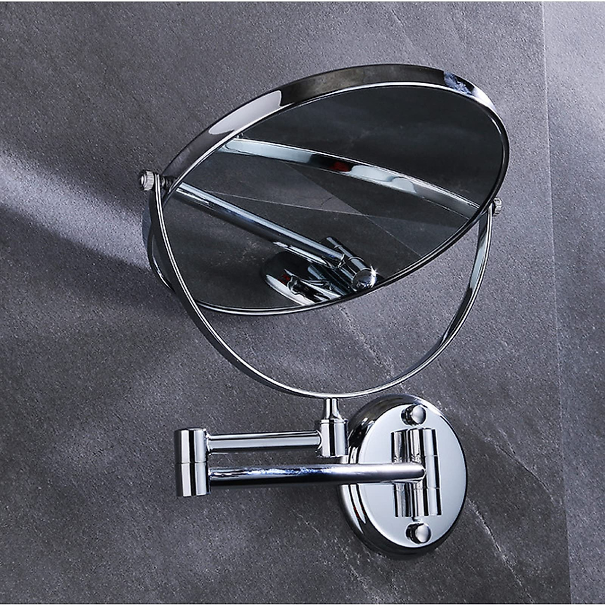 Ksunun Wall Mounted Makeup Mirror, 1x/ 10x Magnifying Mirror, 8'' Two-Sided Swivel Extendable Bathroom Mirror, 360° Swivel Double Sided Extendable Bathroom Mirror for Shaving, Make Up Mirror