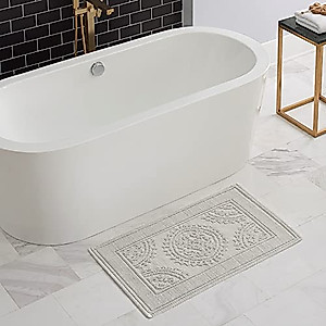 Jean Pierre New York Cotton StoneWash Medallion 21x34 in.Bath Rug, Gray