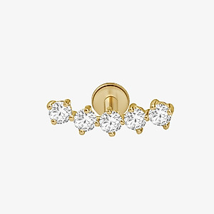 1/5 Carat Diamond Constellation Ear Crawler 14K Solid Gold Cartilage Stud Earring Helix Conch Diamond Ear Piercings Internally Threaded Flat Back (Carat 0.20ct, G-H, Clarity SI1-SI2) - Sold Separately