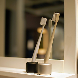 Mudai Aluminum Toothbrush Holder Stand, Pack of 2 (Matte Black)