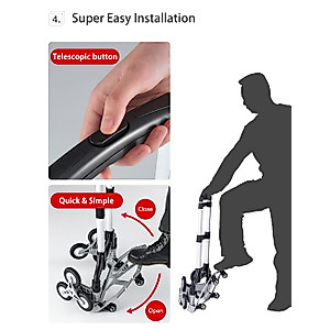 RJTEK 180 lbs Hand Truck Stair Climber Folding Grocery Cart Dolly cart Hand Truck Dolly Stair Climbing cart Heavy-Duty Lightweight Trolley