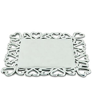 Appetizer Serving Tray Food Platter - 11.82" x 11.82" Heart Metal Fruit Platter Tray for Parties, Dessert Platters for Weddings, Candle Tray, Heart Plates