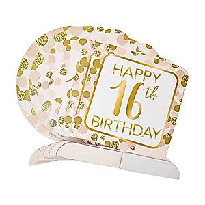 Sweet 16 Birthday Decorations, Pink and Gold Paper Honeycomb Centerpieces (6 Pack)