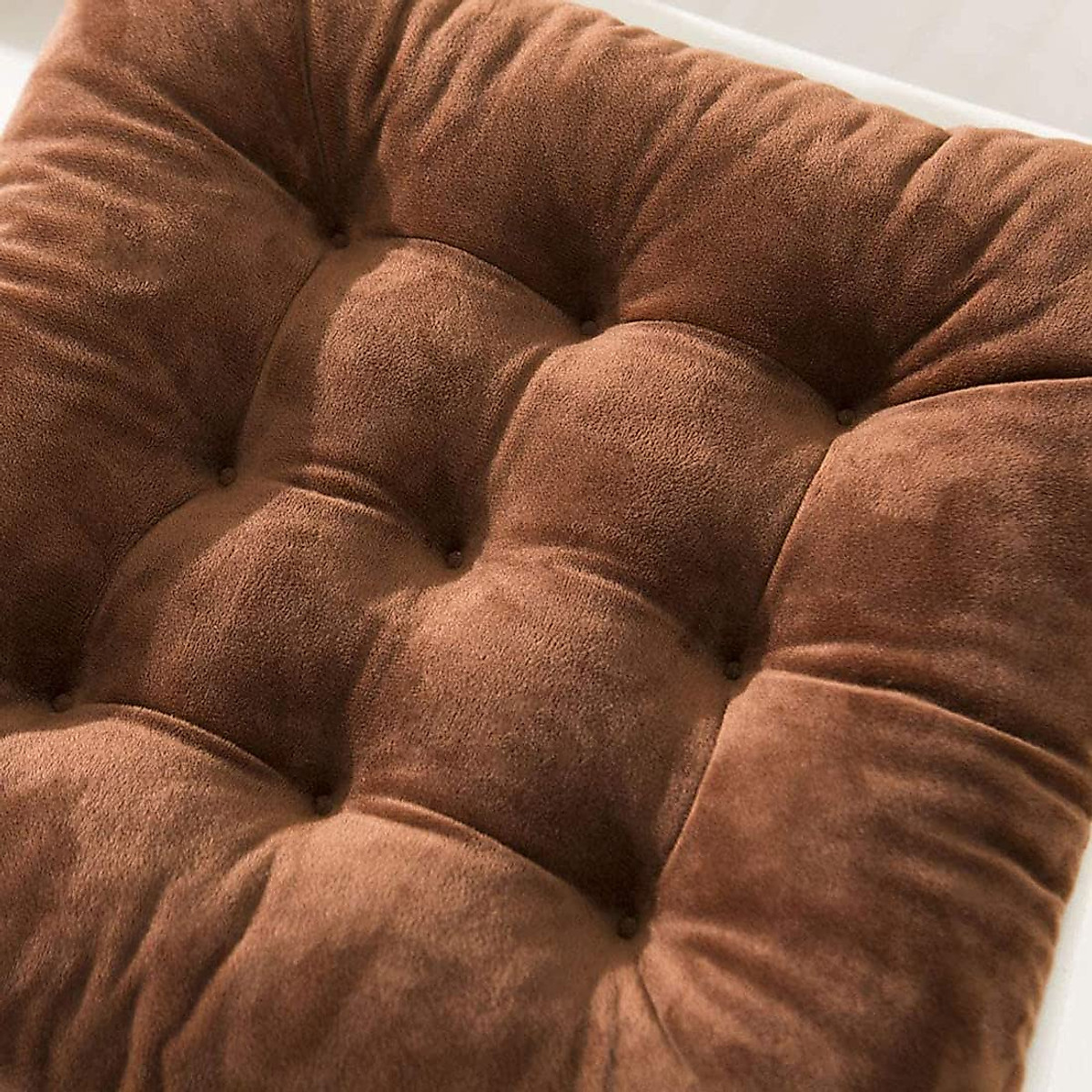 Set of 4 Chair Pads 40 X 40 cm Seat Cushions with Ties Soft Velvet Comfortable Square Cushions, for Dining Chairs Kitchen Living Room Patio Garden Indoor Outdoor,Burgundy,Burgundy