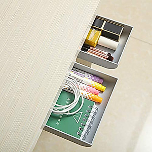 Boao 2 Pieces Desk Pencil Drawer Organizer Self-Adhesive Drawer Pencil Tray Pop-Up Latent Desktop Drawer Tray Expandable Under The Table Drawer Organizer for Office School Home Desk, 2 Sizes (Gray)