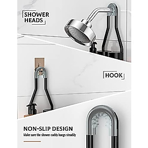 HYSEYY Shower Caddy Over Shower Head Hanging Shower Caddy for Bathroom, No Drilling Rustproof Stainless Steel Hanging Shower Organizer with Soap Holder, 10 Hooks, Large Capacity for Whole Family