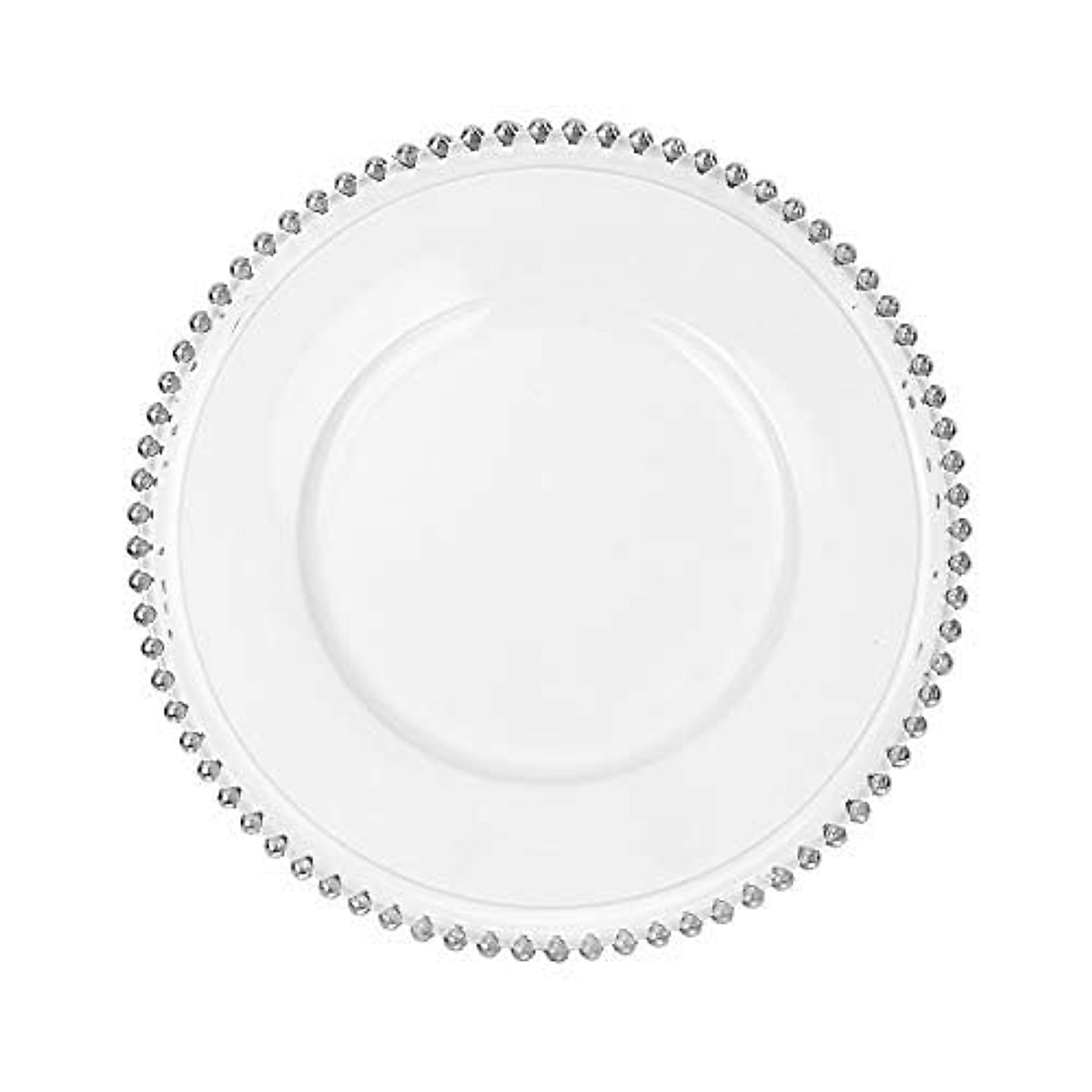 USA Party Flower Elegant Clear Acrylic Charger Plate with Bead Rim, Set of 12 (12.5 inch) (Silver)
