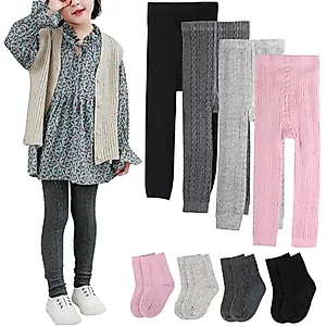 BOOPH Girls Leggings Pants Sock Set Toddler Footless Tights 2-4T Multi1