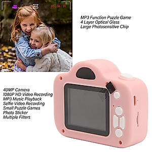 Kids Digital Camera, Photography Camera Automatic Focusing Single Lens for Early Education (Pink)