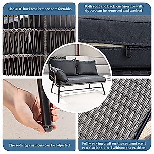 OUTPLATIO 3 Piece PE Wicker Boho Patio Furniture Sectional Chair Sets with Ice Bucket Outdoor Wicker Conversation Sets for Backyard, Porch, Garden (Grey)