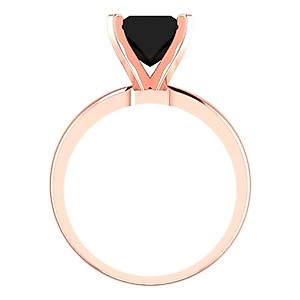 2.0 ct Princess Cut Solitaire Natural Black Onyx Engagement Wedding Bridal Promise Anniversary Ring 18K Rose Gold Size 3.5