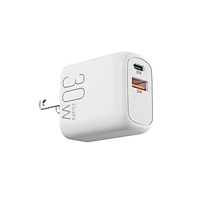 ELEGRP USB C GaN 30W Charger Cube, PD Power Delivery Fast Type C Charging Block, USB A Port, Wall Charger with Foldable Plug for iPhone 14/13/12/11, XS/XR/X, iPad, AirPods, Pixel, Galaxy and More