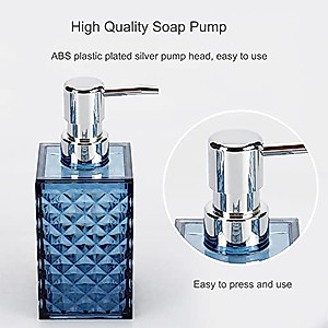 JHLAYKG Blue Bathroom Accessory Set,4-Piece Plastic Bathroom Decor Accessories Complete Set,Includes Bathroom Soap Dispenser, Toothbrush Holder,Tumbler, Soap Dish