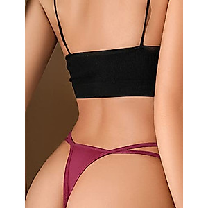 Banamic G String Thongs for Women Underwear Floral Lace Thongs Mid Waist Panties Briefs