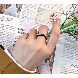 MYNENEY Pointed Classical Simple Plain Promise Ring,Stainless Steel Wedding Band For Women(8, Single Point-Black*2)