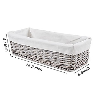 SOUJOY 2 Pack Bathroom Wicker Baskets for Organizing, Toilet Paper Basket Storage Basket, Toilet Tank Top Bin with Removable Liner, Decorative Basket for Closet, Bedroom, Bathroom, Entryway, Office
