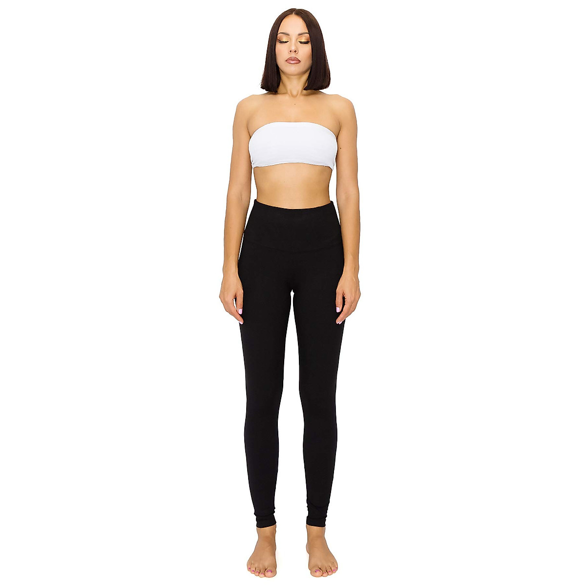 Leggings Depot Womens ActiveFlex 5" Waistband High Waisted Active Leggings Pants (Black, Large)