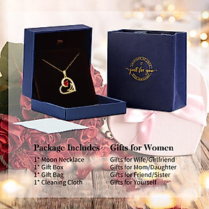 DFUNH Heart Necklace for Women Gold Necklace for Womens Birthstone Jewelry for Women Necklaces for Wife Girlfriend I Love You Necklaces(G-Jan-Garnet)