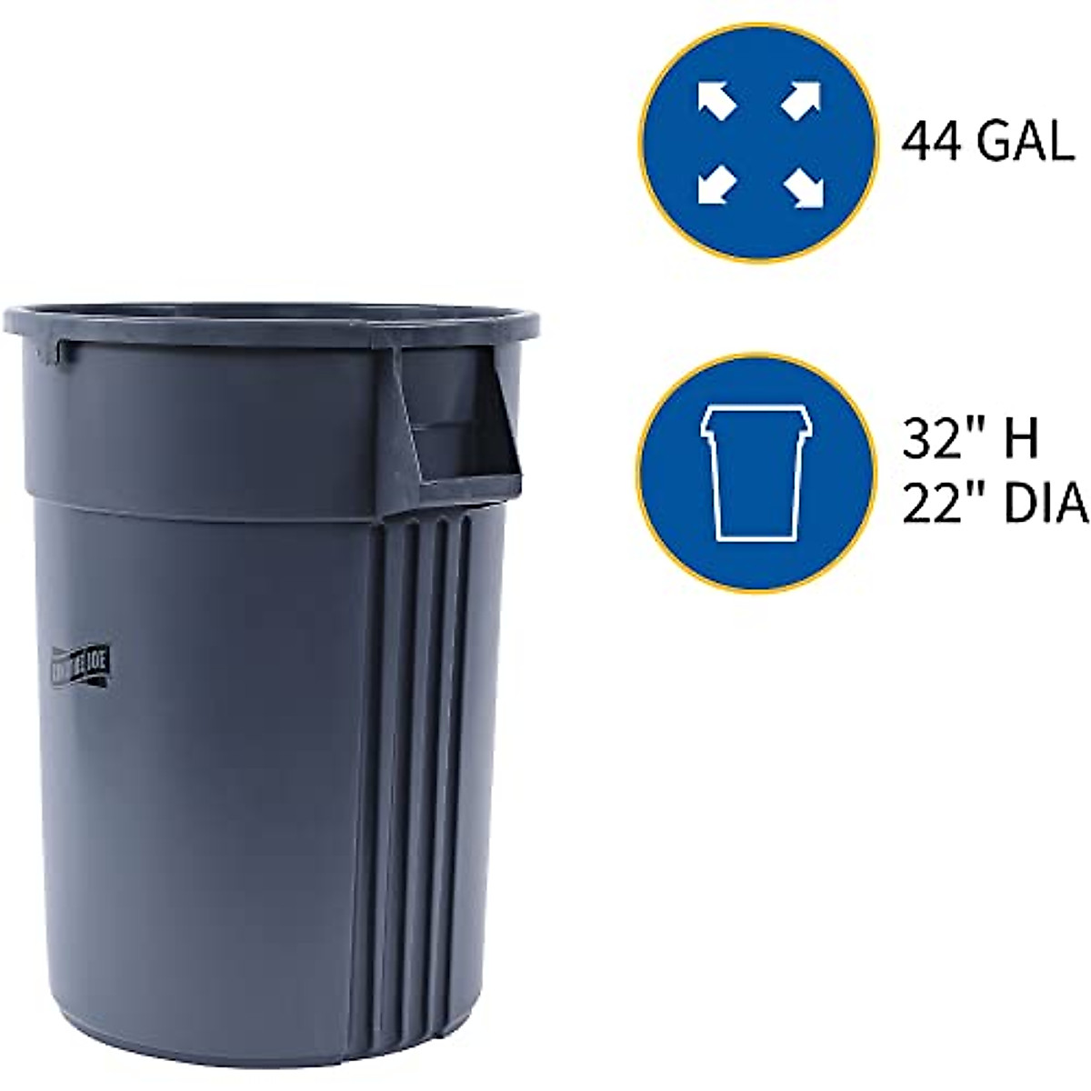 Genuine Joe GJO11581 Heavy-Duty Trash Container, 44 gal Capacity, 24" Height x 31.5" Width x 24" Depth, Gray